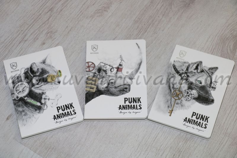Винтидж тефтер 'Punk animals', носорог